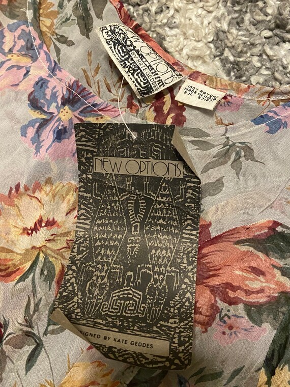 1990’s Vintage Hand Printed Floral Print Kate Geddes … - Gem