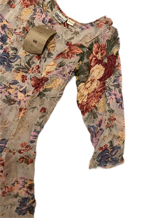 1990’s Vintage Hand Printed Floral Print Kate Geddes … - Gem