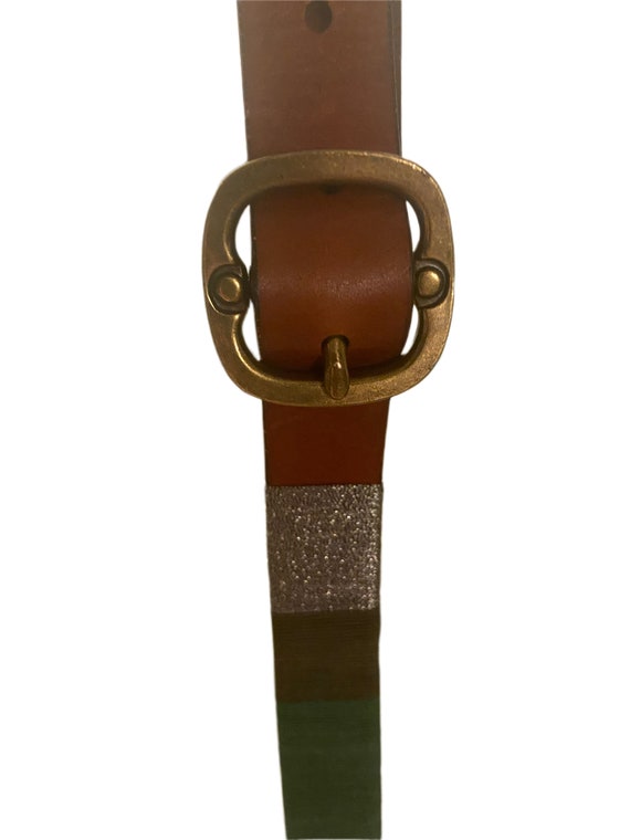 Vintage Reworked Leather Wrapped Belt Wrapped in Meta… - Gem
