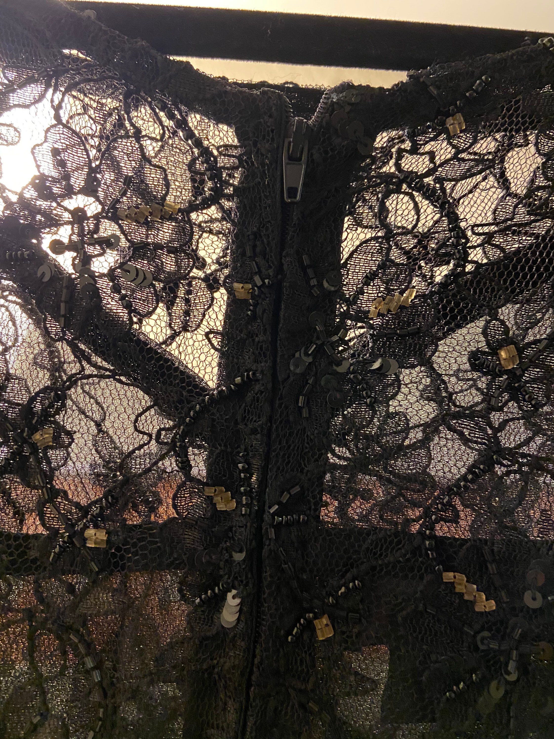 Vintage Black Lace Blouse With Intricate Beading and Sequins Size Small ...