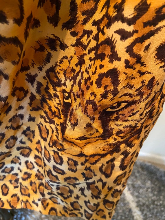 1990s Vintage Leopard Print Silk Wrap Skirt By Linda … - Gem