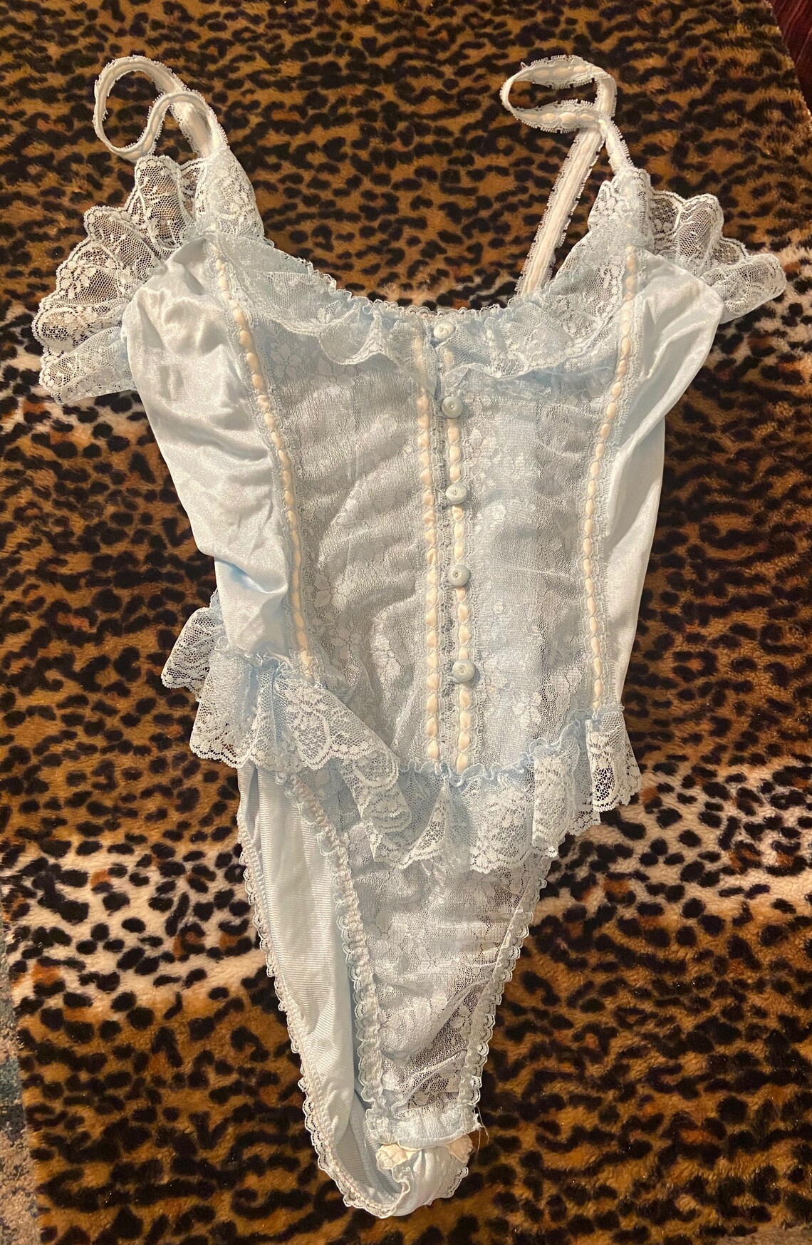 1970s Light Blue Lace Teddy Size Small to Medium | Etsy