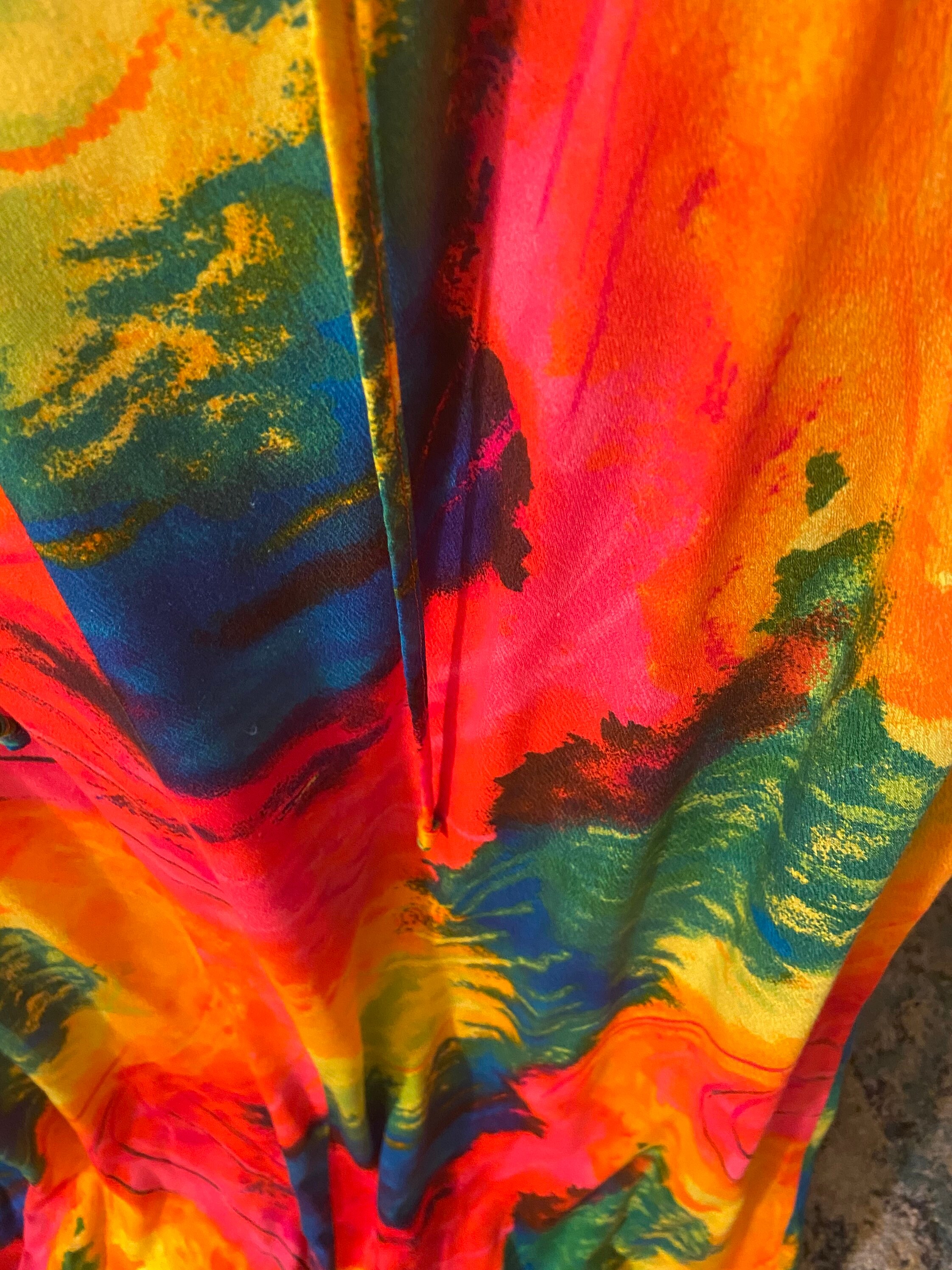 1960s Vintage Rainbow Color Plus Size Maxi Dress 48 Inch Bust Size ...