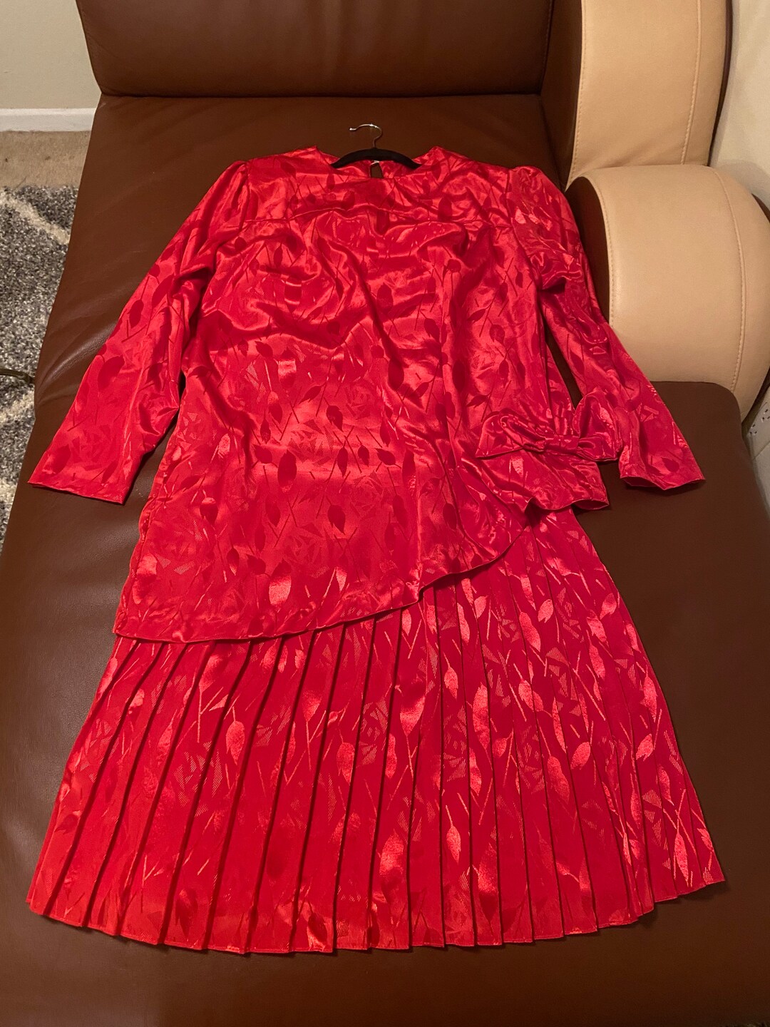 70s Vintage Canasta Frocks Red Floral Print Dress With Bow - Etsy