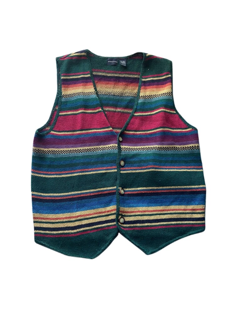 90s Vintage Mens Unisex Multicolor Structure Vest Size Medium to Large ...