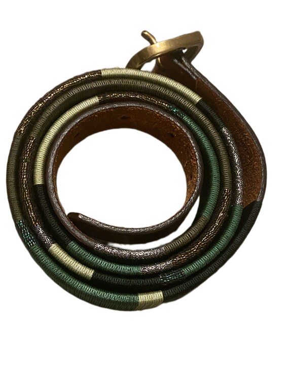 Vintage Reworked Leather Wrapped Belt Wrapped in Meta… - Gem