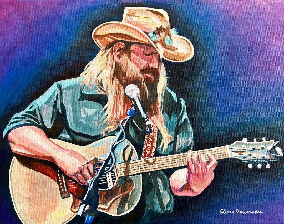 Chris Stapleton Portrait – Original Hand-painted Acrylic Music Art on ...