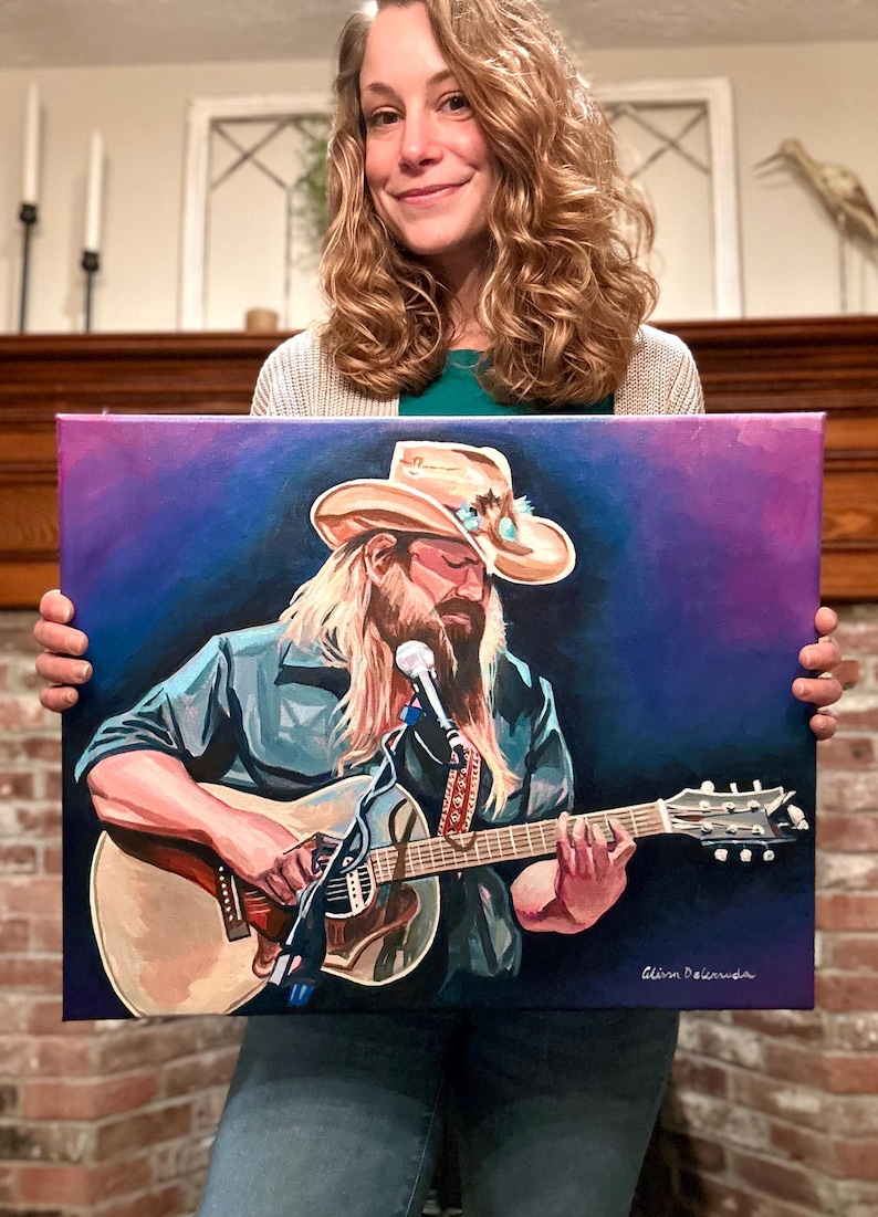Chris Stapleton Portrait – Original Hand-painted Acrylic Music Art on ...