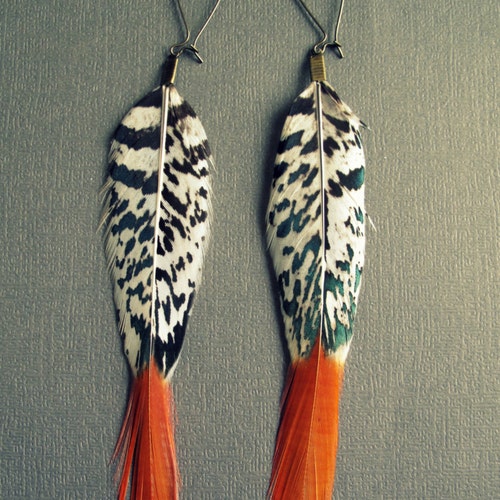 Gold FEATHER EARRINGS Woodland Nature Bird Autumn Bohemian - Etsy Israel