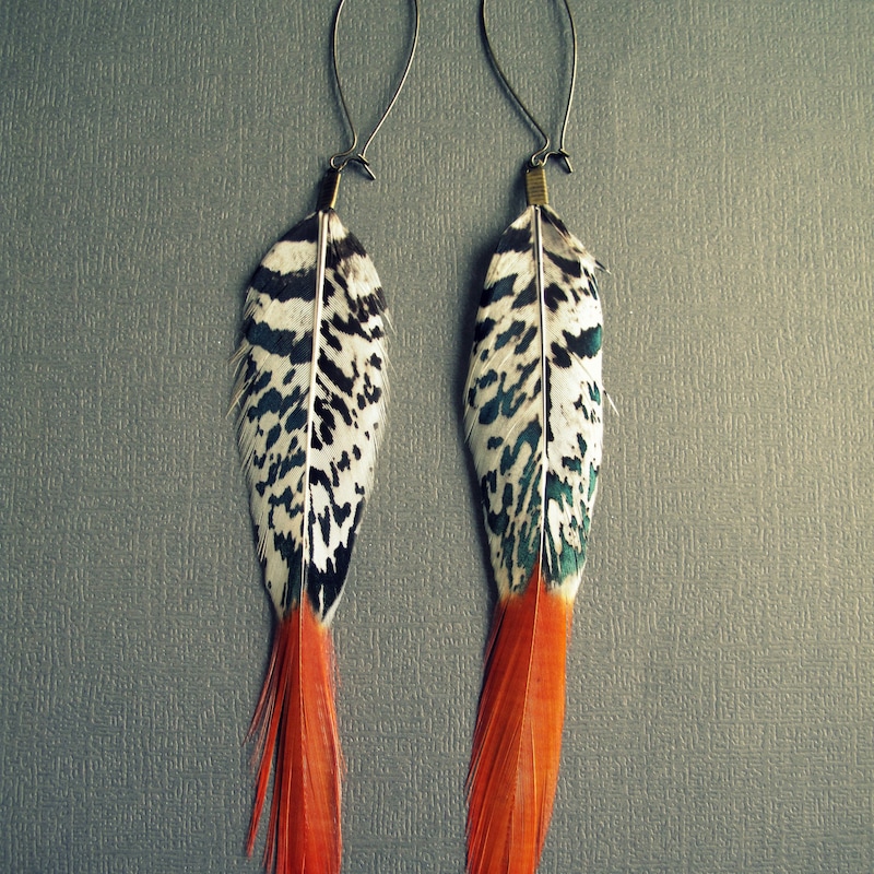 Single Feathered Earrings - Etsy