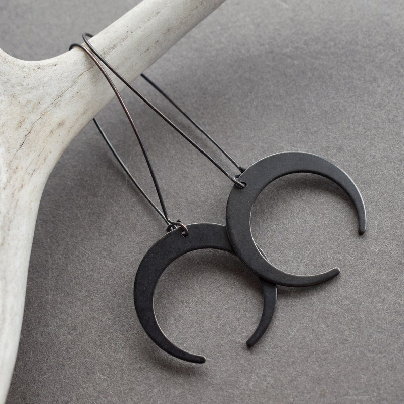 Goth Crescent Earrings - Etsy