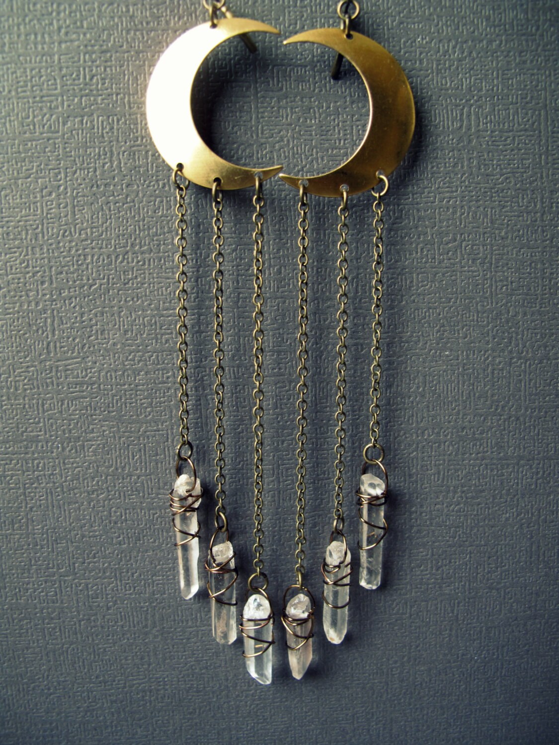 Crescent Moon Earrings Raw Quartz Earrings Raw Crystal - Etsy