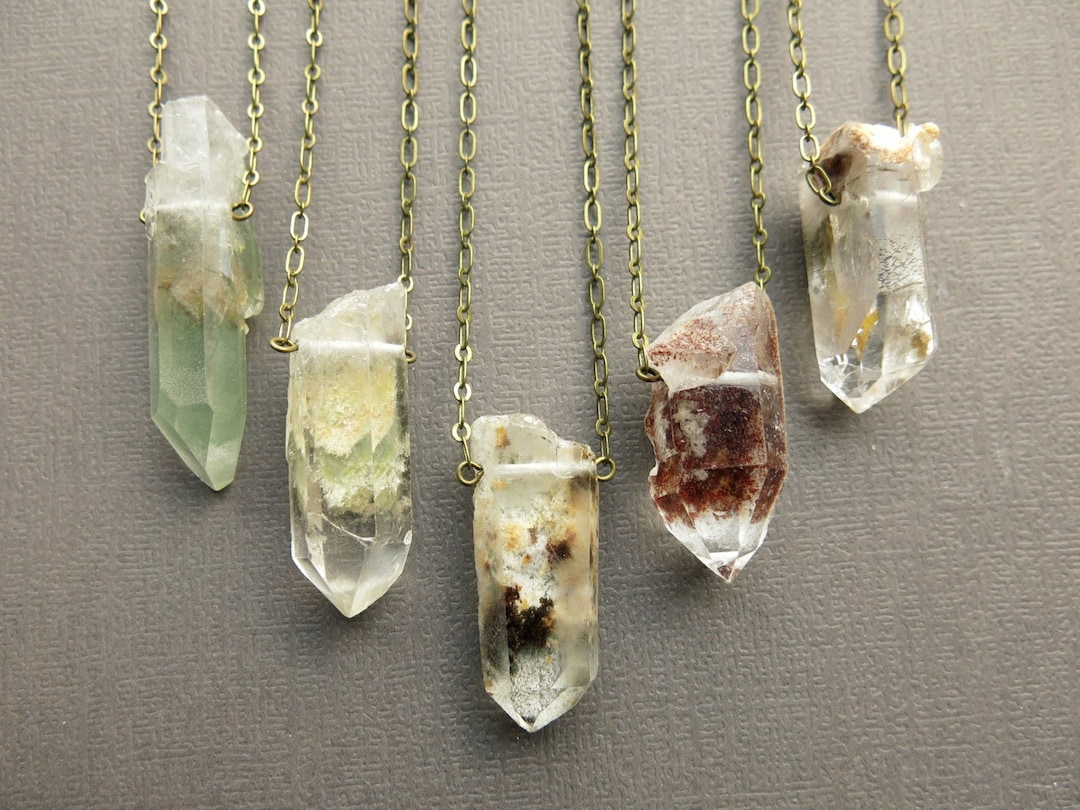 Raw Lodolite Necklace Phantom Quartz Necklace Garden Quartz Pendant Raw ...