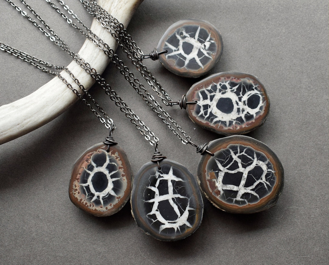 Septarian Stone Necklace, Septaria Dragon Stone Talisman Pendant on ...