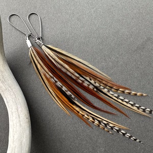 Rust Brown Feather Earrings, Natural Real Feather Jewelry, Boho Dangle ...