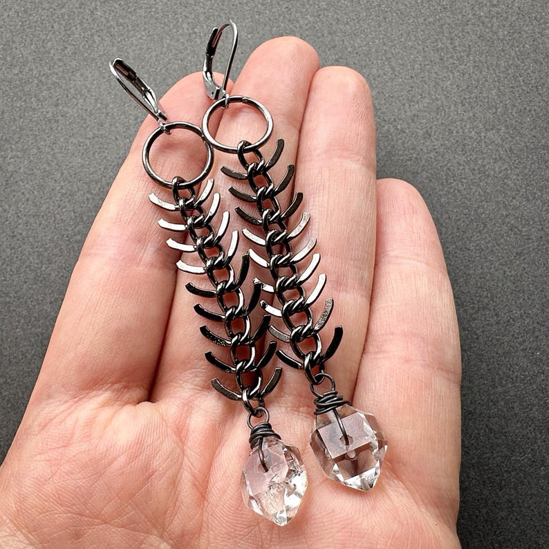 Witchy Labradorite Drop Earrings, Alt Gothic Grunge Jewelry, Edgy Egirl ...