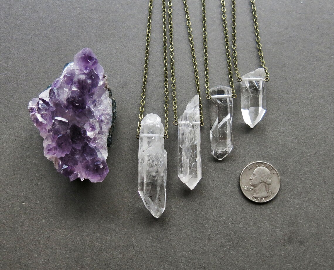 Raw Clear Quartz Necklace Raw Crystal Necklace Raw | Etsy