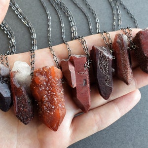 Red Druzy Quartz Necklace Raw Crystal Necklace Raw Quartz Pendant ...