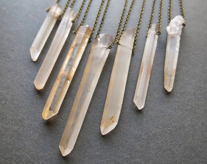 Large Crystal Necklace - Long Crystal Necklace - Big Quartz Crystal ...