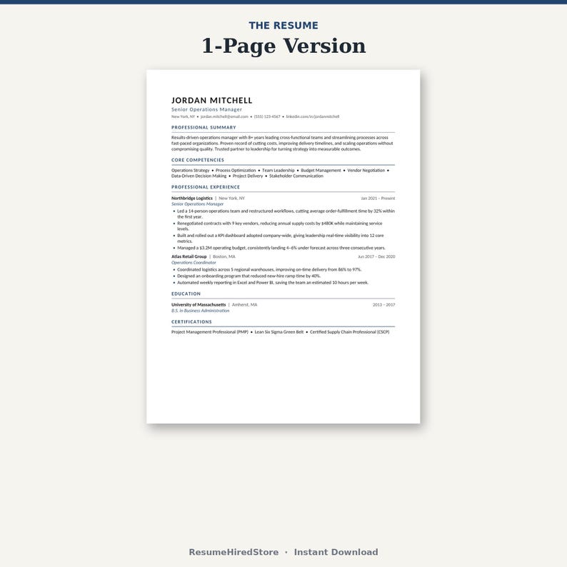 Ats-friendly Professional Resume Template (word, Google Docs) - Etsy