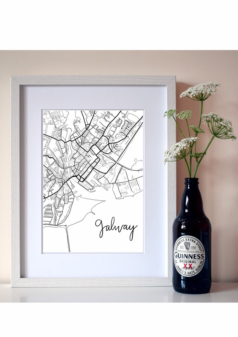 Galway Ireland Hand Drawn City Map Digital Download Wall Art for ...
