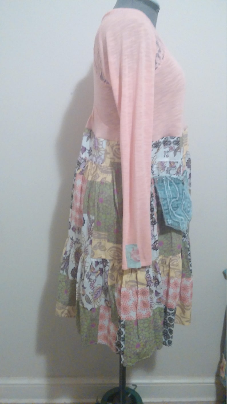 Upcycled Boho Babydoll Dress/tunic..l-xl..eco Clothing,bohemian Top ...