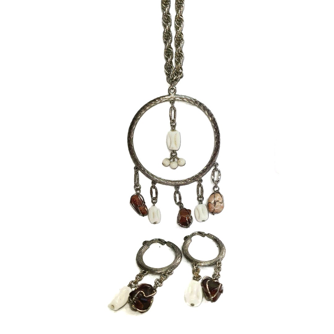 Vintage Hobe Set, Necklace, Clip Earrings, NOS, With Tag, Silvertone ...