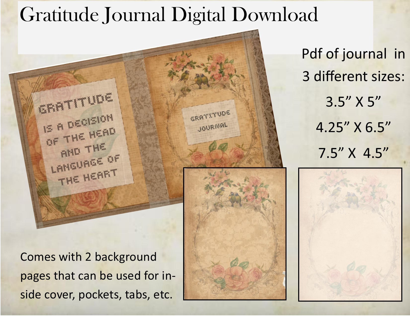 Vintage-inspired Gratitude Journal - Etsy