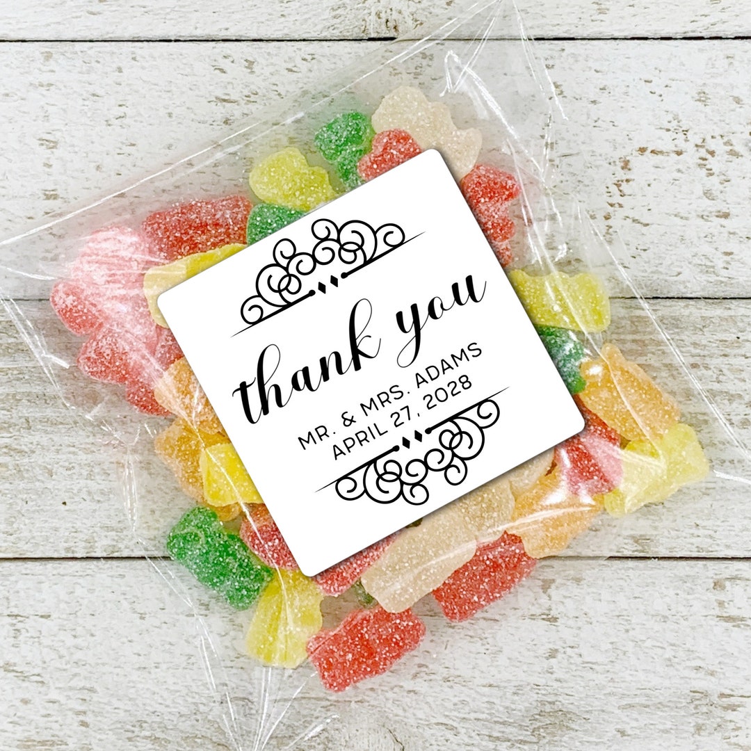 Personalized Thank You Labels - 20 Favor Stickers for Wedding, Shower ...