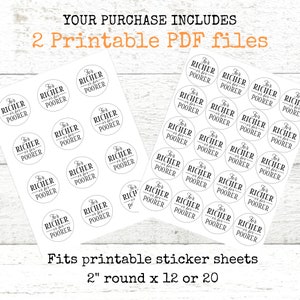 PRINTABLE STICKERS for Richer or for Poorer Lotto Ticket Stickers ...