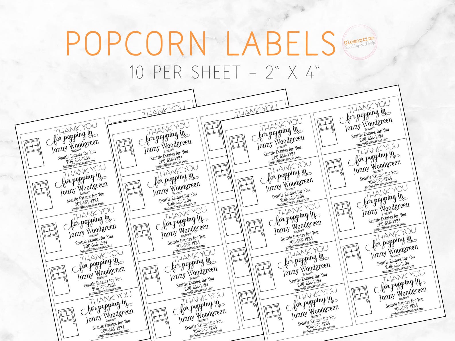 Realtor Open House Popcorn Labels - 10 Personalized Stickers for ...