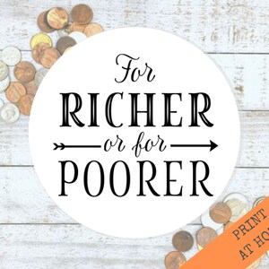 PRINTABLE STICKERS for Richer or for Poorer Lotto Ticket | Etsy