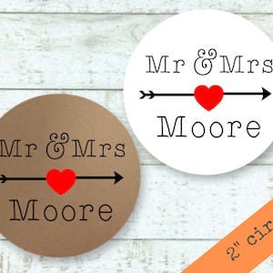 Mr and Mrs Stickers for Wedding, Shower, or Party -20 Personalized ...