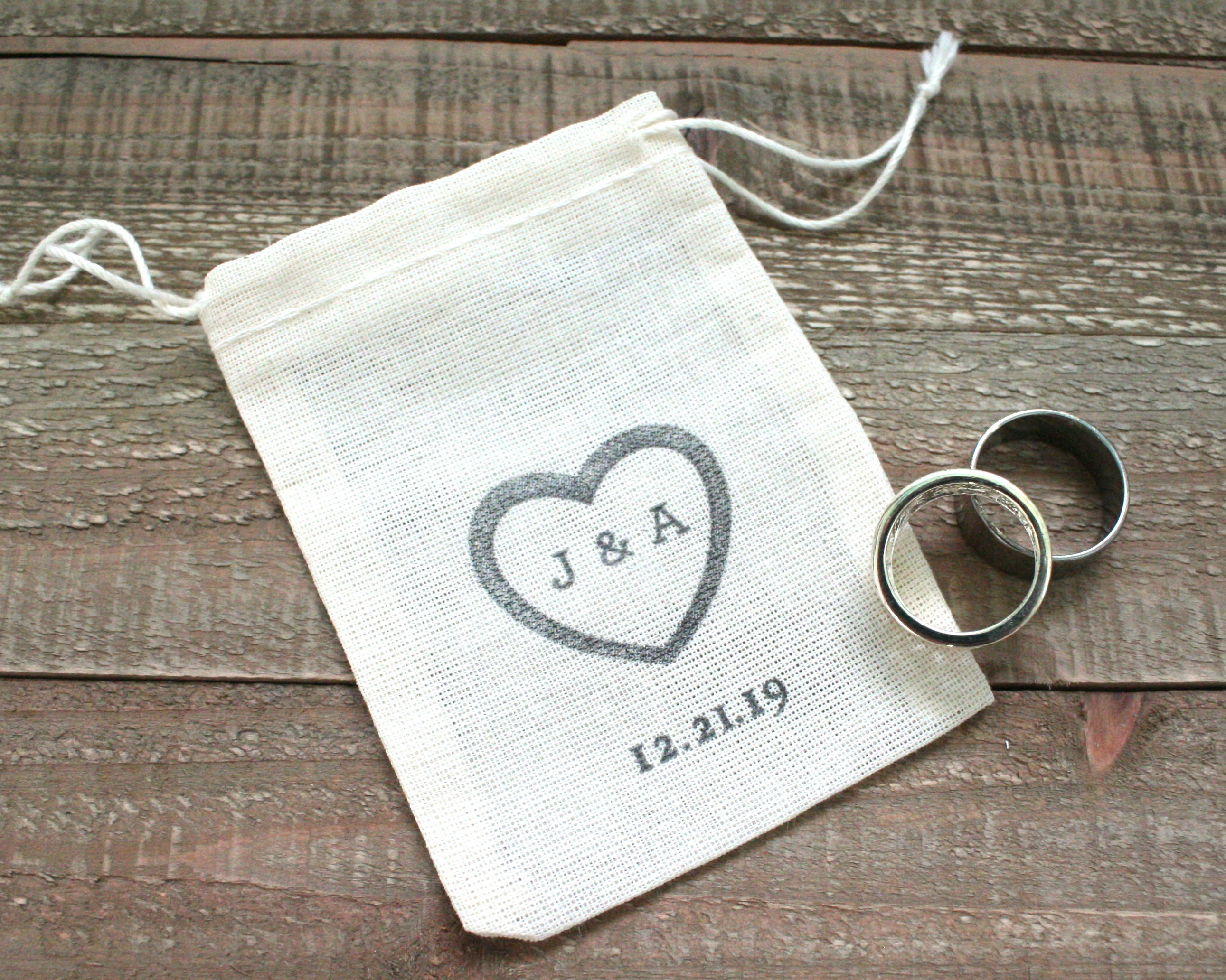 Personalized Ring Bag for Wedding Elopement Cotton ring | Etsy