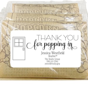 Realtor Open House Popcorn Labels - 10 Personalized Stickers for ...