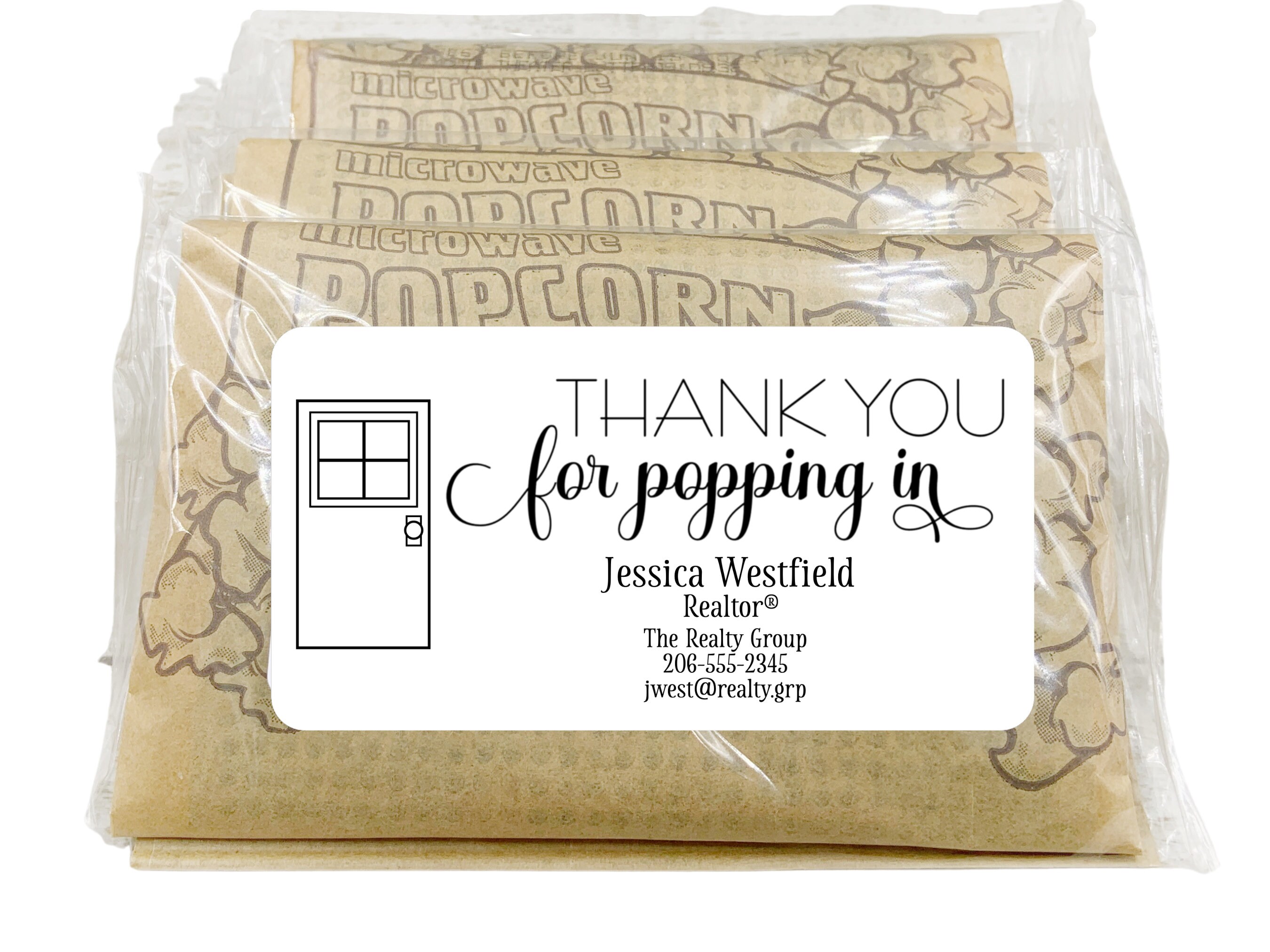 Realtor Open House Popcorn Labels - 10 Personalized Stickers for ...