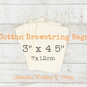 Favor Bags for Wedding, Shower or Party - Cotton Drawstring Gift Bags ...