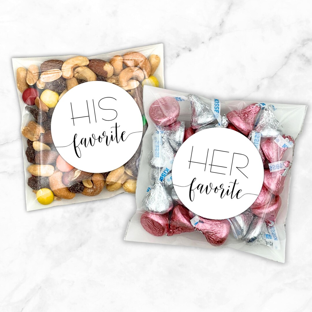 His and Hers Favorites Labels for Wedding or Shower - 10 His / 10 Hers ...