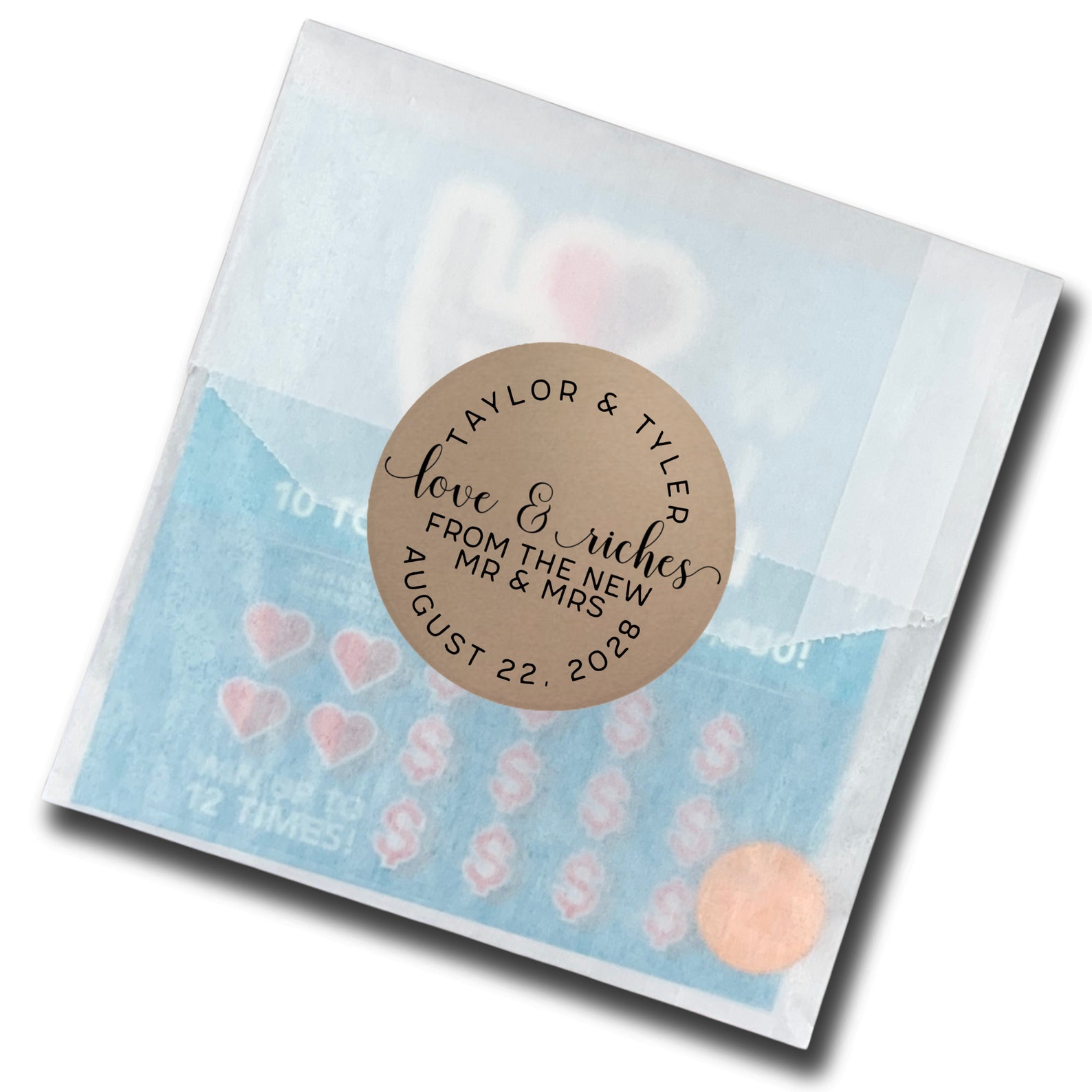 Lottery Ticket Wedding Favors Unique Love & Riches Stickers and Bags ...