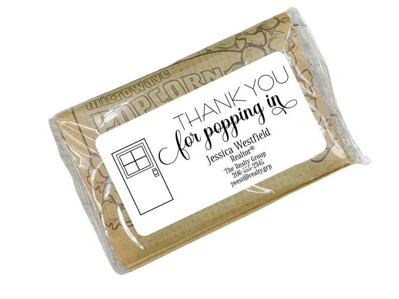 Realtor Open House Popcorn Labels – Personalized Client Gift (set of 10 ...