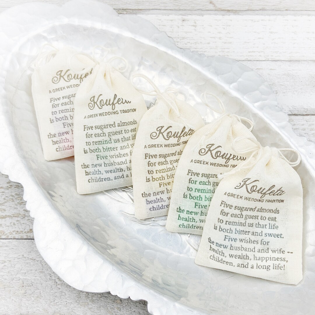 Greek Favor Bags for Wedding, Shower Koufeta Sugared Almond Favor Bags ...