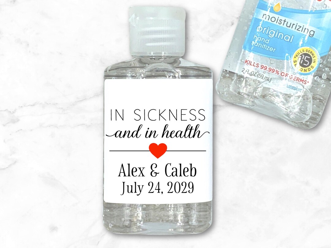 In Sickness and Health Sanitizer Labels – Wedding Guest Favor Stickers ...