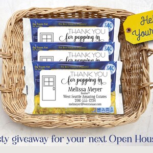 Realtor Open House Popcorn Labels - 10 Personalized Stickers for ...