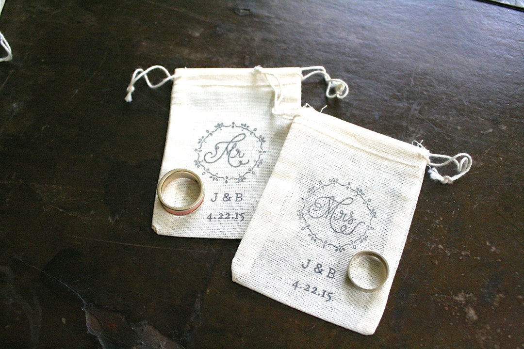Personalized Wedding Ring Bag Set Pair of Ring Bags for - Etsy