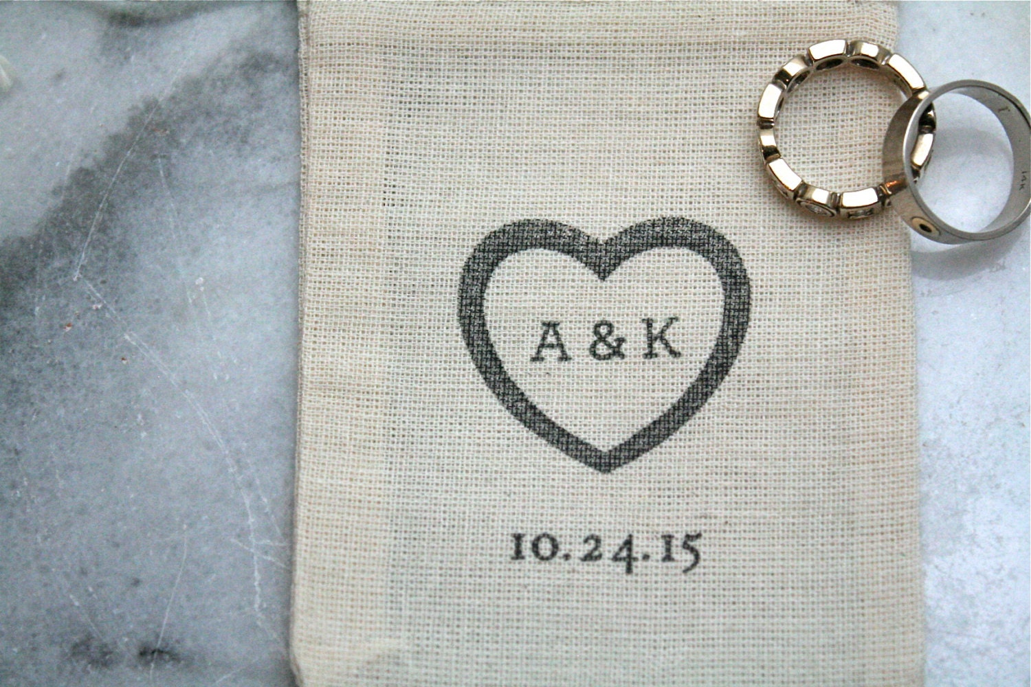 Personalized Ring Bag for Wedding Elopement Cotton ring | Etsy