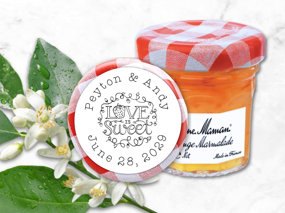 Jam Favor Labels - Mini Stickers for Wedding or Party - 1.5 Inch Love ...