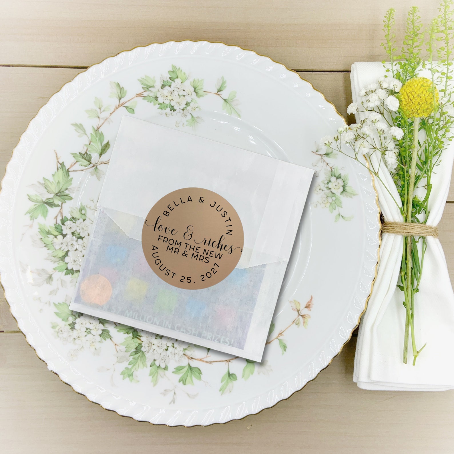 Lottery Ticket Wedding Favors Unique Love & Riches Stickers and Bags ...