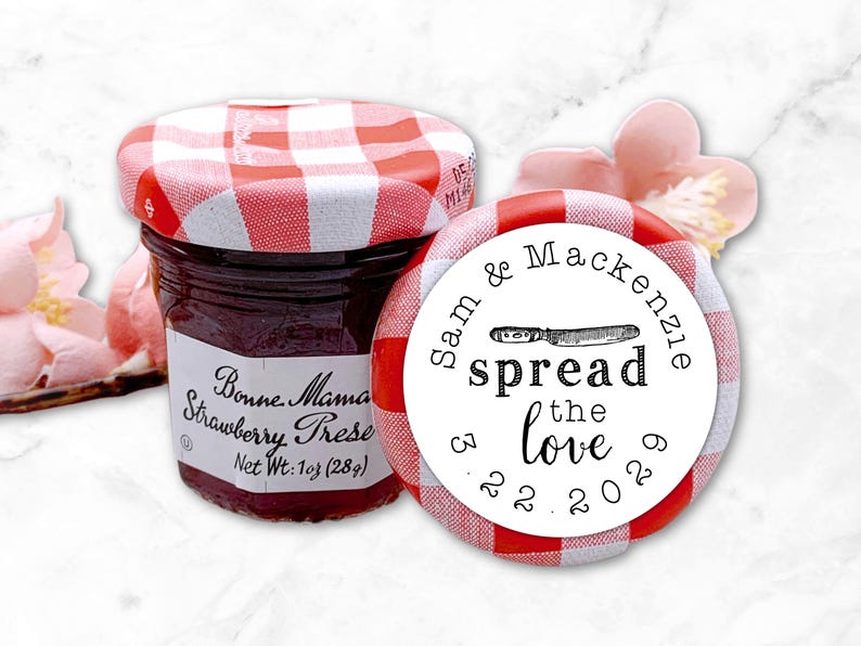 Jam Favor Labels - Mini Stickers for Wedding or Party - 1.5 Inch Spread ...