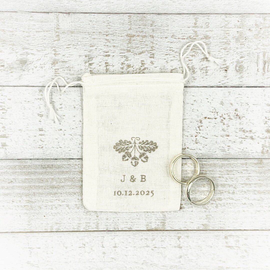 Personalized Rustic Ring Bag for Wedding, Elopement, Proposal - Cotton ...