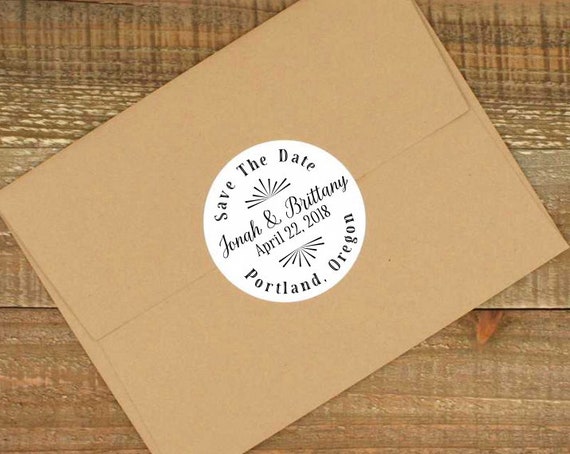 #466-1-WH Envelope Seals Personalized Wedding Stickers Save The Date ...